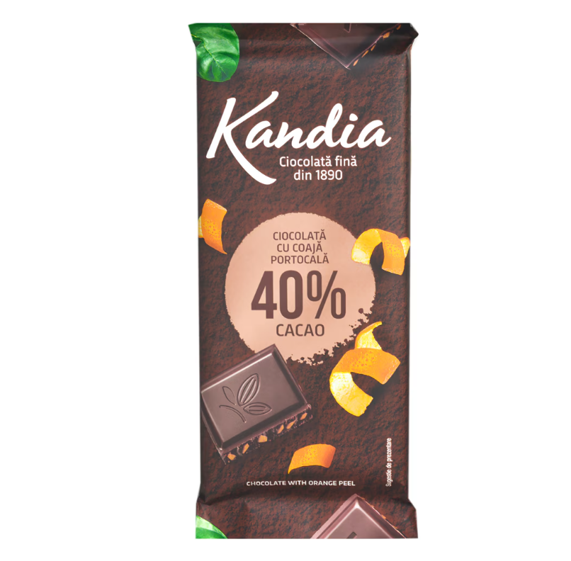KANDIA CIOCOLATA CU 40% CACAO SI COAJA DE PORTOCALA 80G - UBN Angro ...